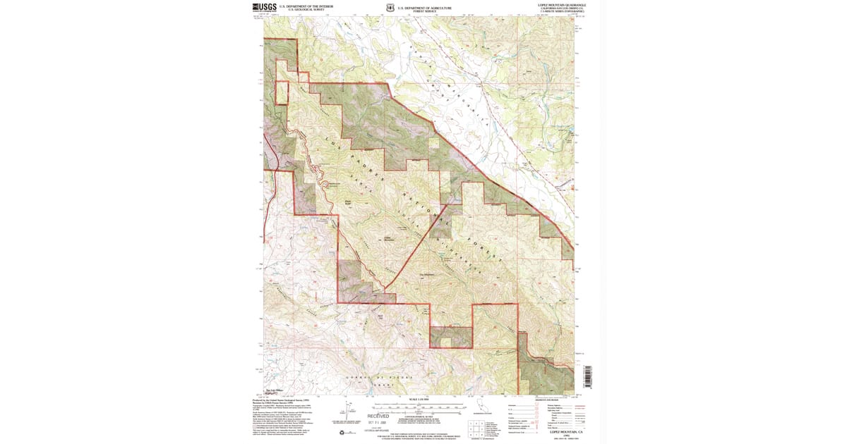 1995 Map of Lopez Mountain, San Luis Obispo County, CA — High-Res ...