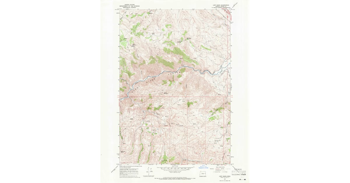 1967 Map of Lost Basin, Baker County, OR — High-Res | Pastmaps