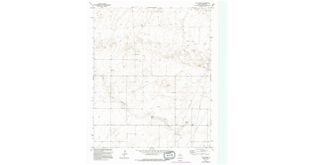1970 Map of Lost Draw, Yoakum County, TX — High-Res, 1995 Print | Pastmaps
