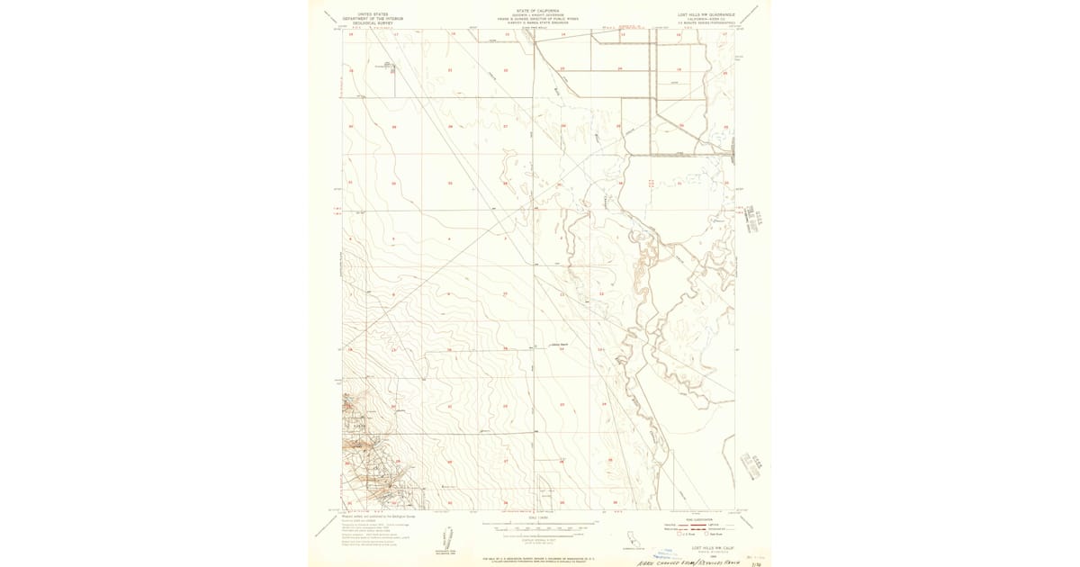 1954 Map of Lost Hills NW, Kern County, CA — High-Res | Pastmaps