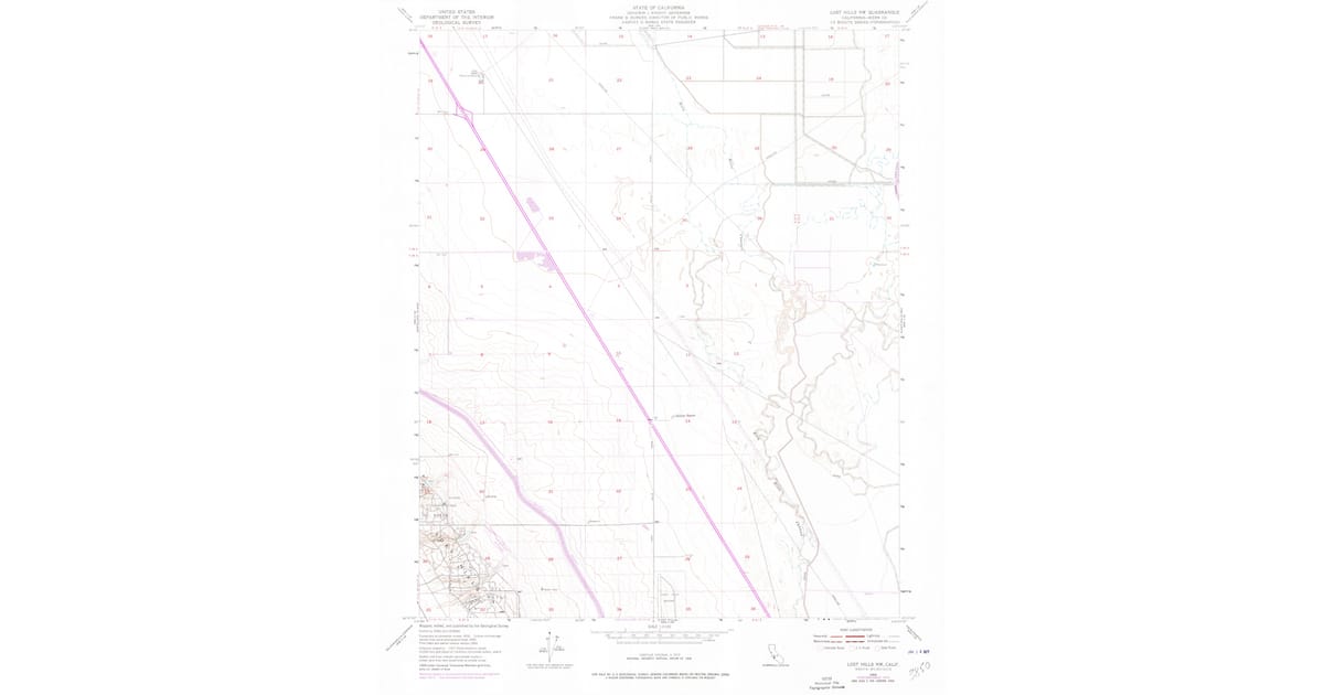 1954 Map of Lost Hills NW, Kern County, CA — High-Res, 1976 Print ...