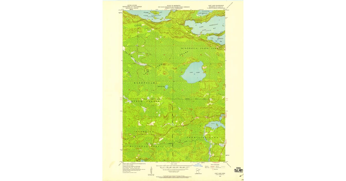 1956 Map of Lost Lake, St. Louis County, MN — High-Res | Pastmaps