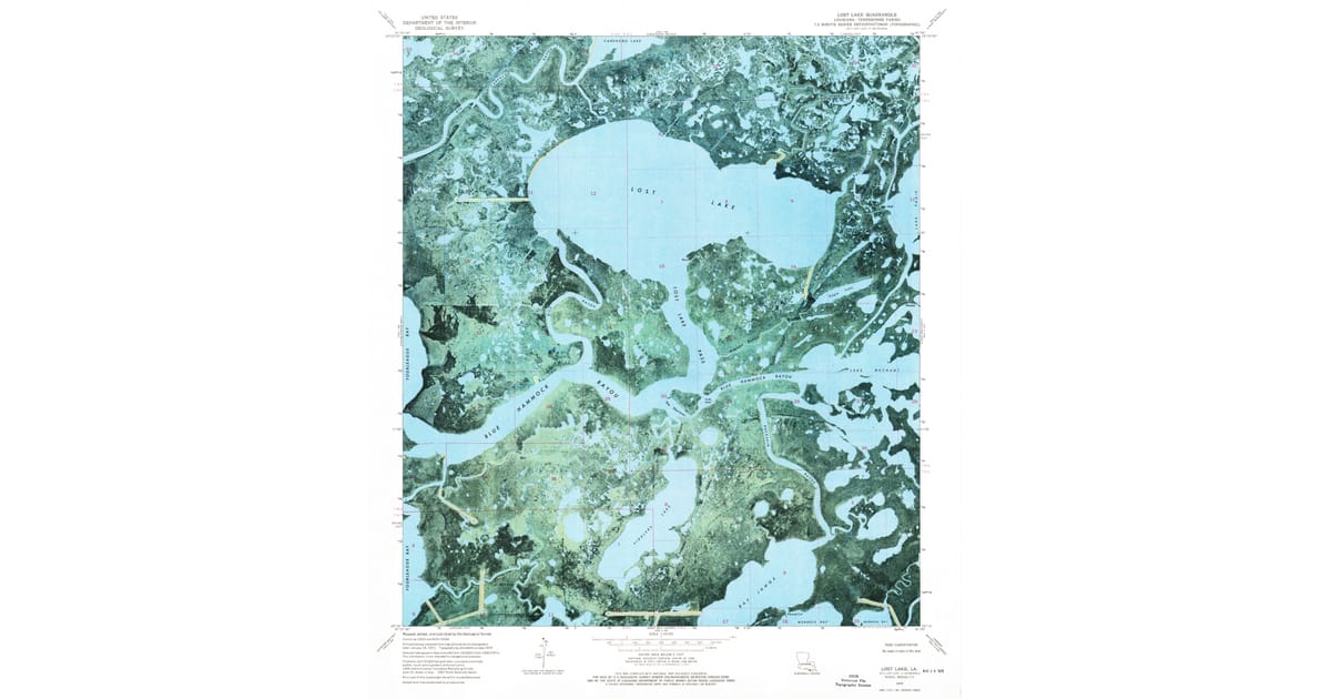 1974 Map of Lost Lake, Terrebonne Parish, LA — High-Res | Pastmaps