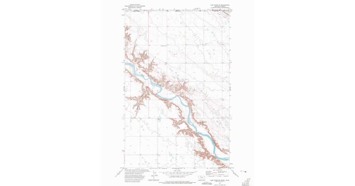 1972 Map of Lost River NE, Hill County, MT — High-Res | Pastmaps