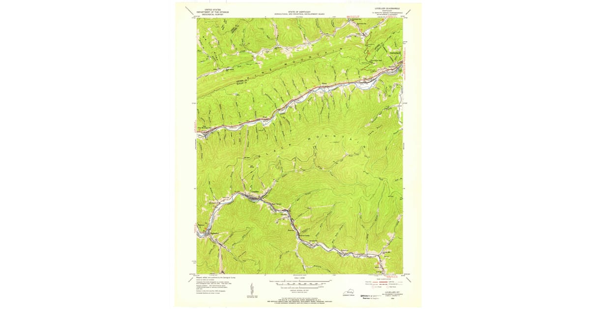 1954 Map of Louellen, Harlan County, KY — High-Res | Pastmaps