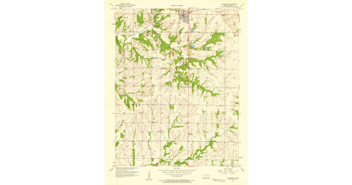 1957 Map of Louisburg, KS — High-Res | Pastmaps