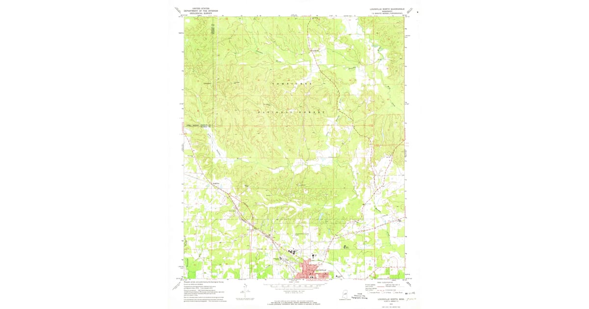 1972 Map of Louisville North, Winston County, MS — High-Res | Pastmaps