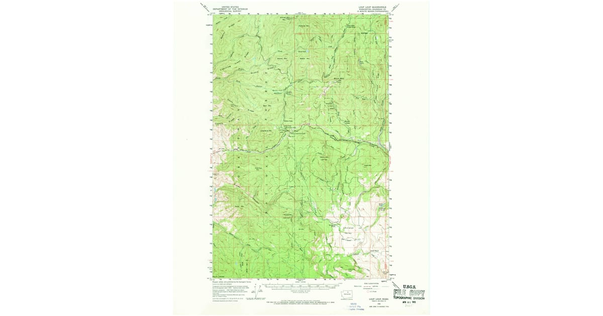 1956 Map of Loup Loup, Okanogan County, WA — High-Res, 1969 Print ...