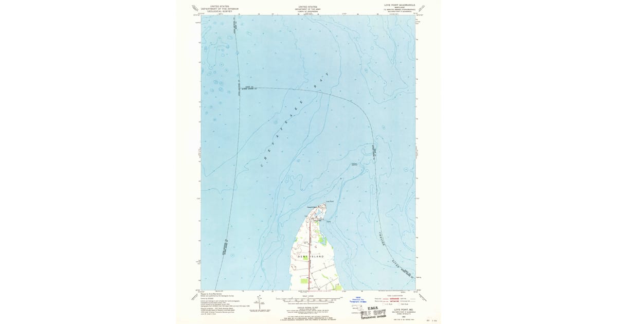 1953 Map of Love Point, Queen Anne's County, MD — High-Res, 1969 Print ...