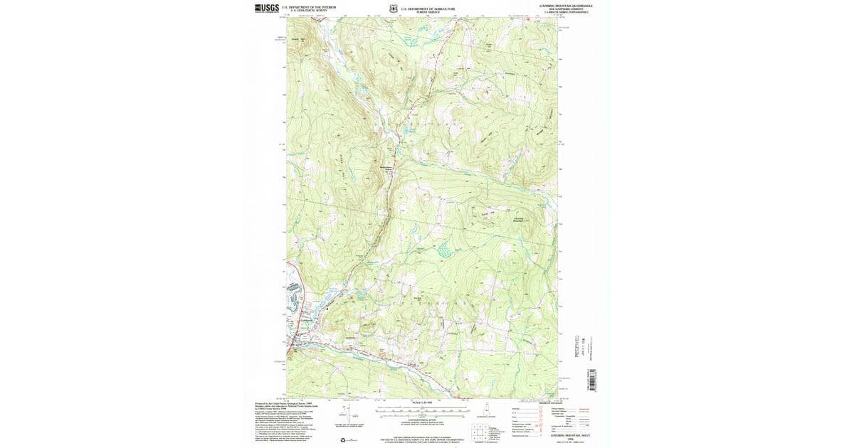 1996 Map of Lovering Mountain, Coos County, NH — High-Res | Pastmaps