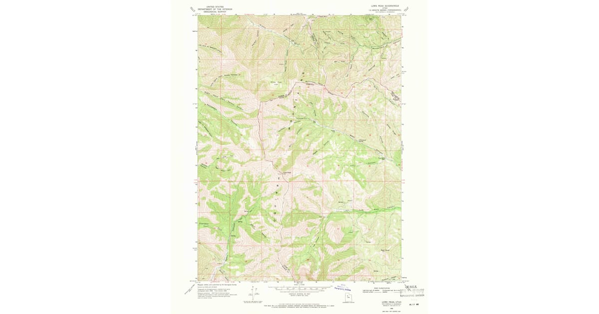 1968 Map of Lowe Peak, Tooele County, UT — High-Res | Pastmaps
