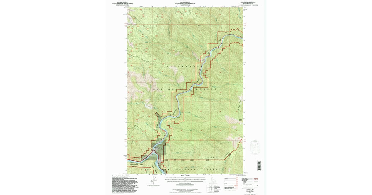1994 Map of Lowell, Idaho County, ID — High-Res | Pastmaps