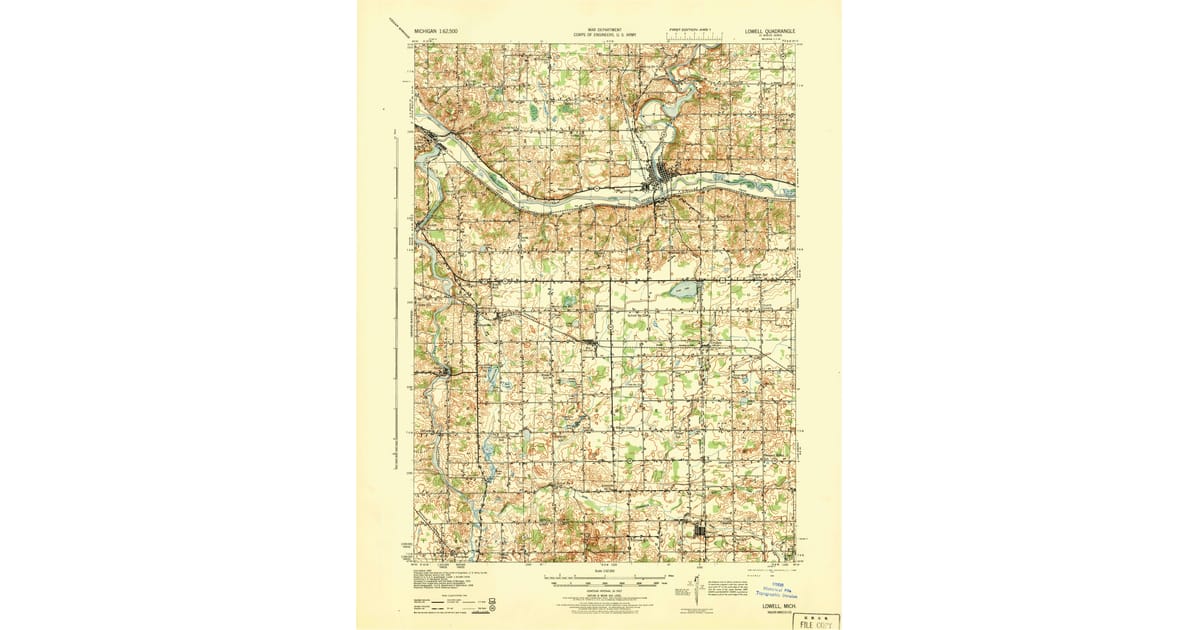 1943 Map of Lowell, MI — High-Res | Pastmaps