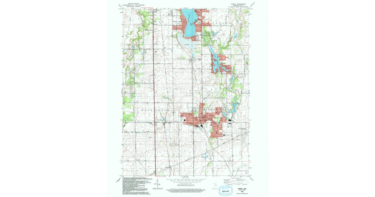 1992 Map of Lowell, IN — High-Res | Pastmaps