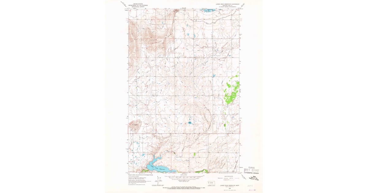 1964 Map of Lower Crow Reservoir, Lake County, MT — High-Res | Pastmaps