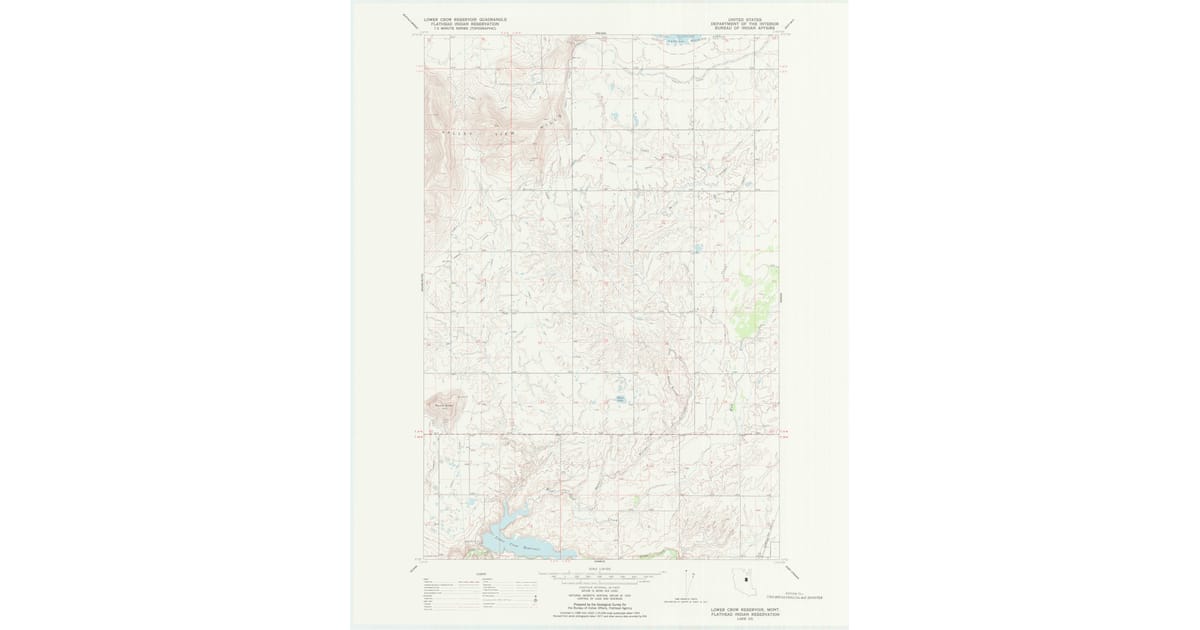 1988 Map of Lower Crow Reservoir, Lake County, MT — High-Res | Pastmaps