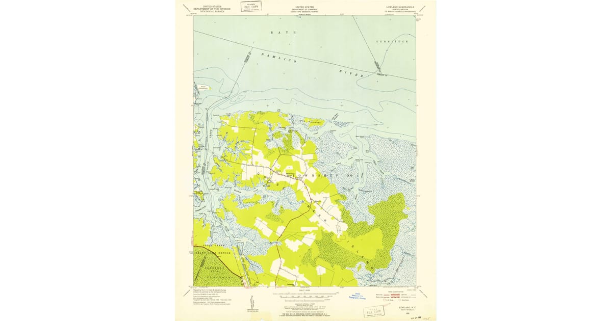 1950 Map of Lowland, Pamlico County, NC — High-Res | Pastmaps