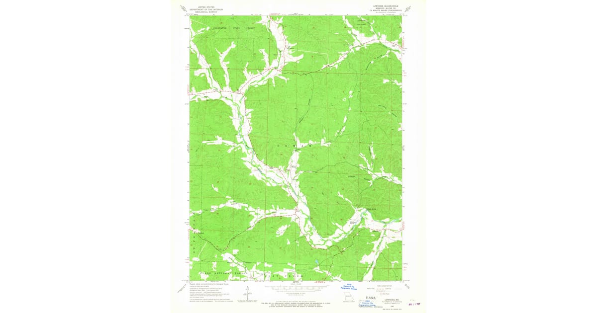 1965 Map of Lowndes, Wayne County, MO — High-Res | Pastmaps