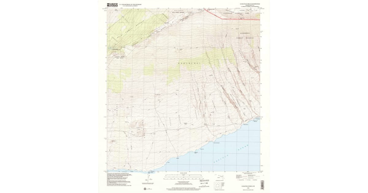 1995 Map of Luala'ilua Hills, Maui County, HI — High-Res | Pastmaps