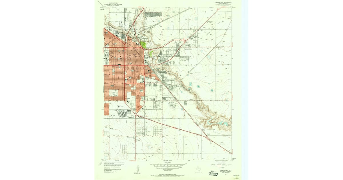 1957 Map of Lubbock East, Lubbock County, TX — High-Res | Pastmaps
