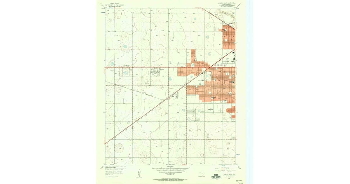 1957 Map of Lubbock West, Lubbock County, TX — High-Res | Pastmaps