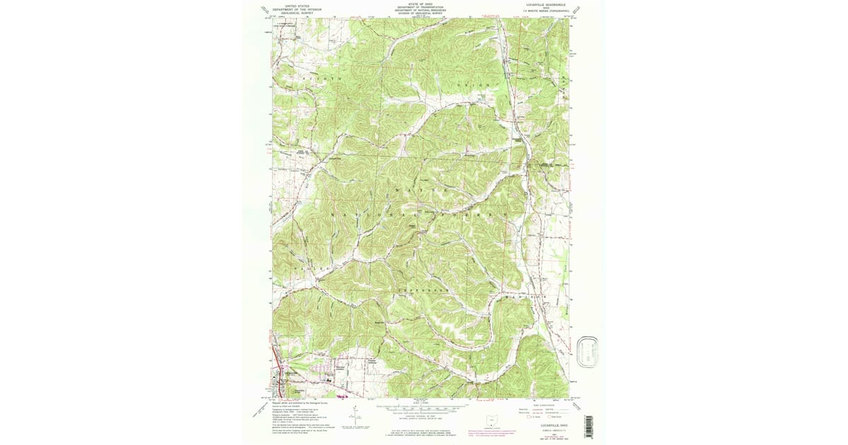 1961 Map of Lucasville, OH — High-Res, 1977 Print | Pastmaps
