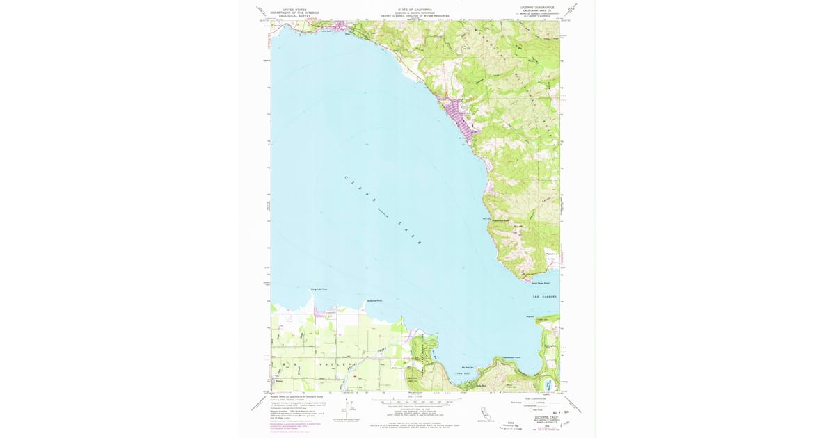 1958 Map of Lucerne, CA — High-Res, 1978 Print | Pastmaps