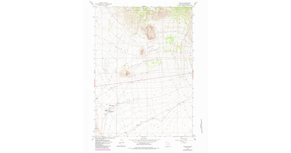 1967 Map of Lucin NE, Box Elder County, UT — High-Res, 1984 Print ...
