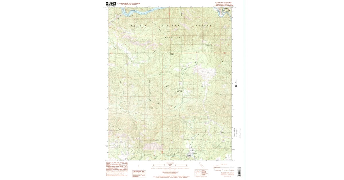 1987 Map of Luckett Mountain, Fresno County, CA — High-Res | Pastmaps