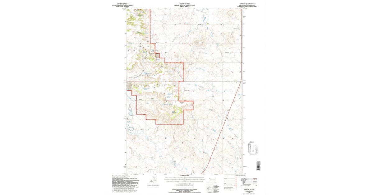 1993 Map of Ludlow, Harding County, SD — High-Res | Pastmaps