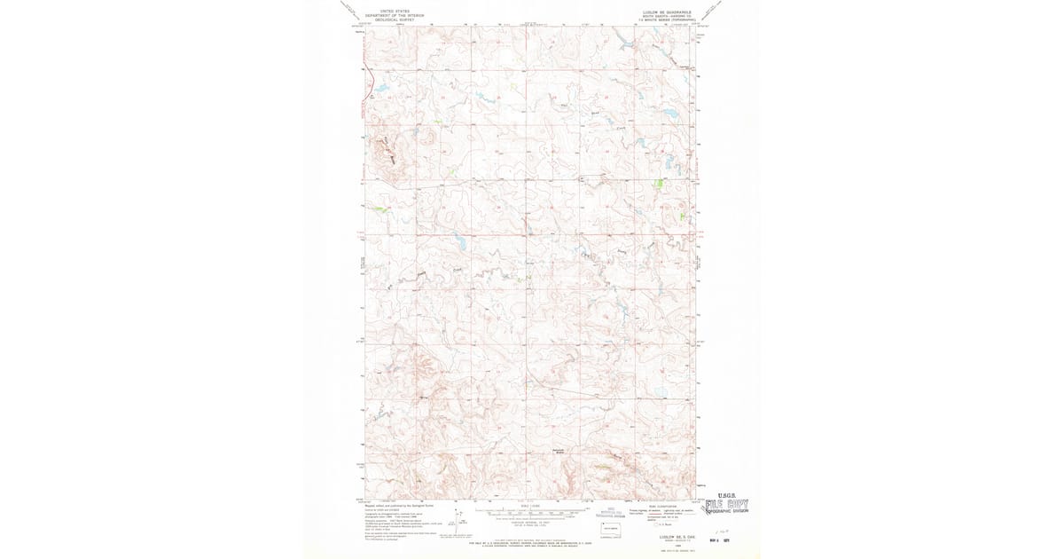 1968 Map of Ludlow SE, Harding County, SD — High-Res | Pastmaps