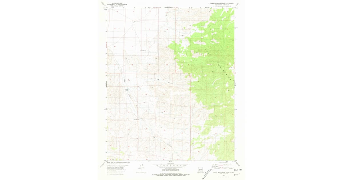 1981 Map of Luera Mountains West, Catron County, NM — High-Res | Pastmaps