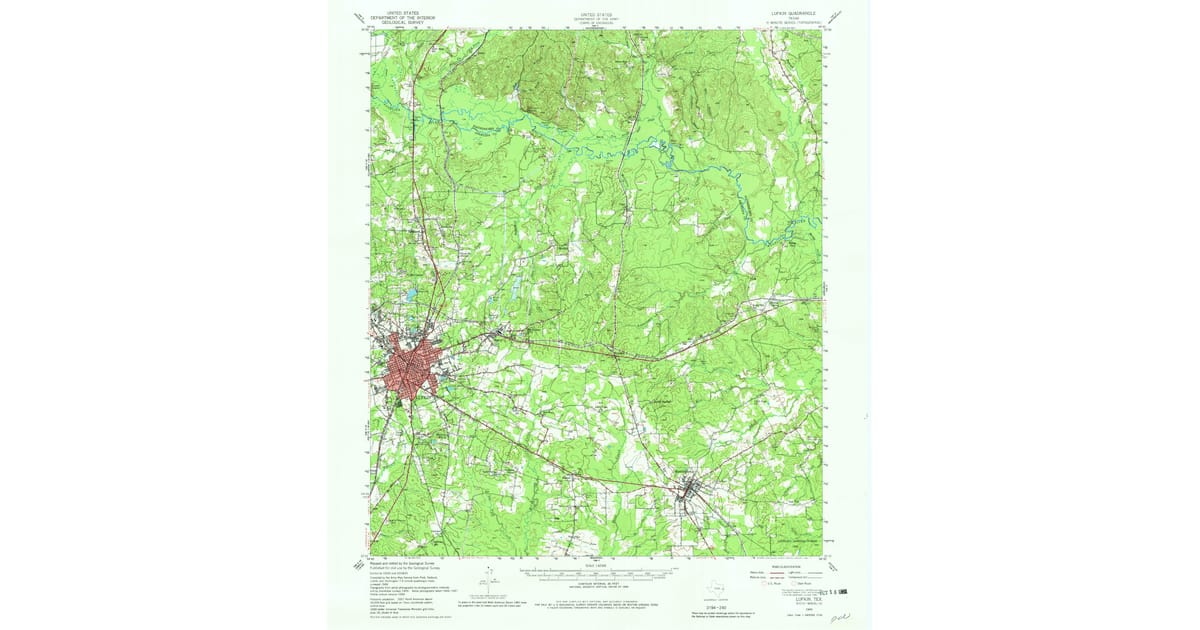 1949 Map of Lufkin, TX — High-Res, 1980 Print | Pastmaps