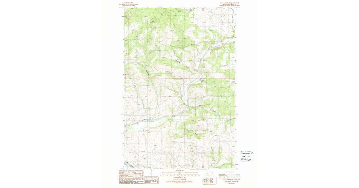 1989 Map of Luke Mountain, Powell County, MT — High-Res | Pastmaps