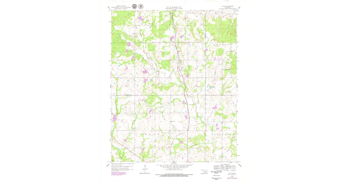 1958 Map of Lula, Coal County, OK — High-Res, 1979 Print | Pastmaps