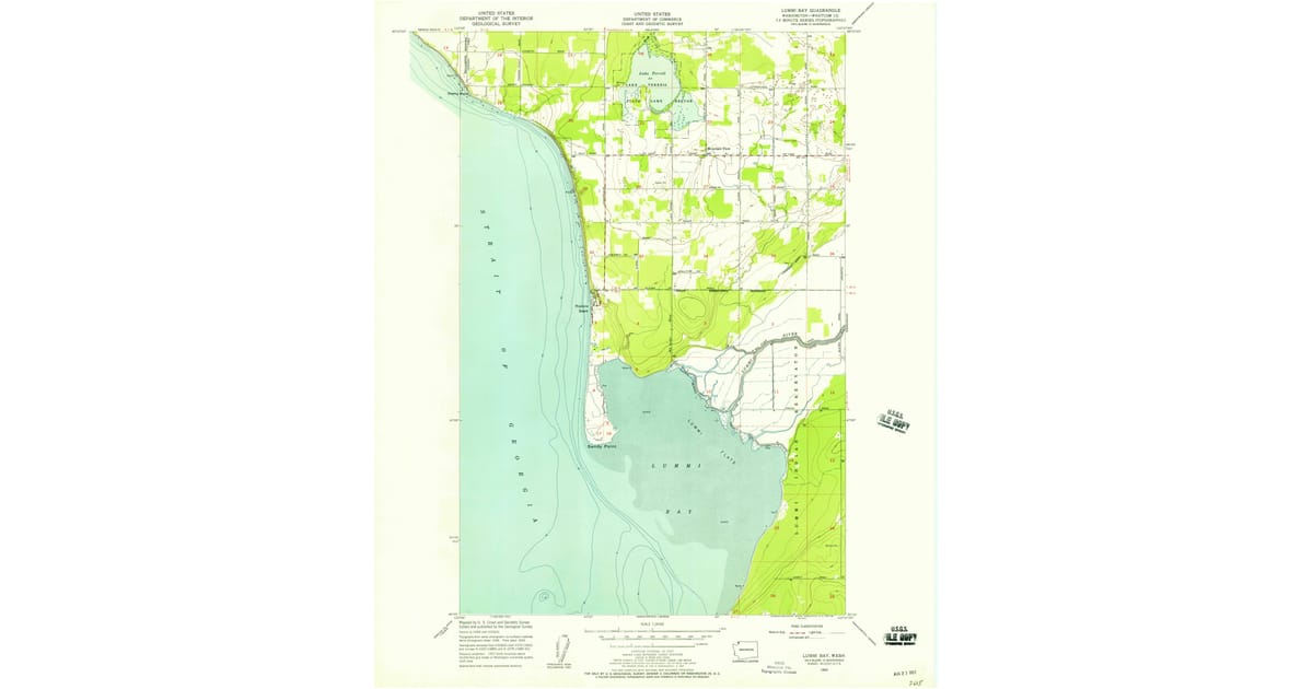 1952 Map of Lummi Bay, Whatcom County, WA — High-Res | Pastmaps