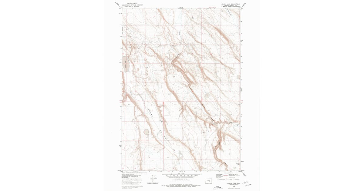 1980 Map of Lunch Lake, Harney County, OR — High-Res | Pastmaps