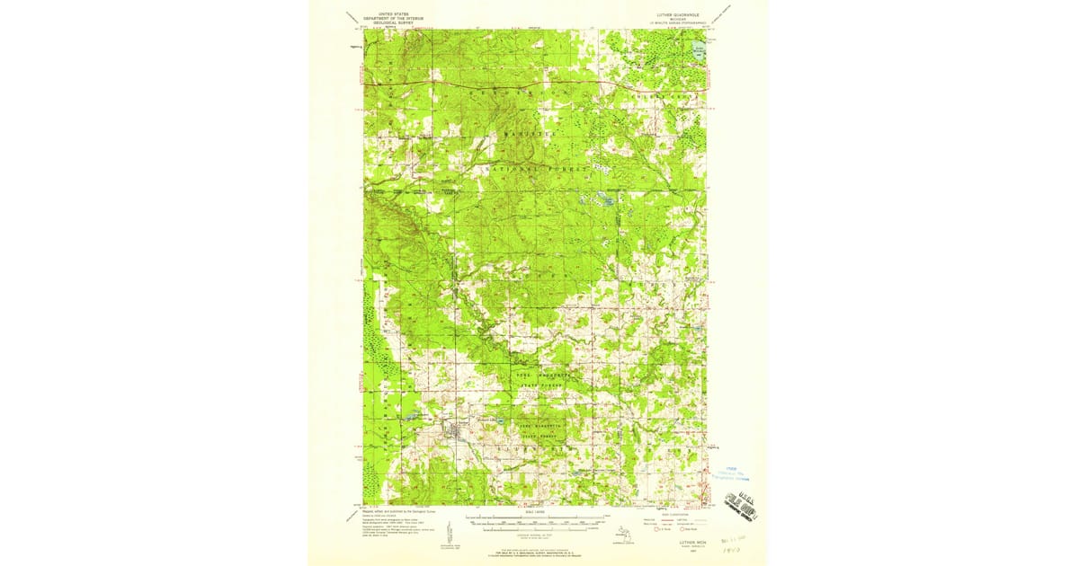 1957 Map of Luther, MI — High-Res | Pastmaps