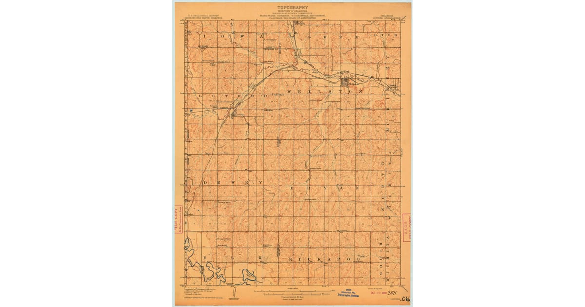 1909 Map of Luther, OK — High-Res | Pastmaps