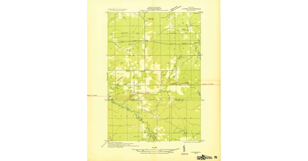 1933 Map of Luther NW, Wexford County, MI — High-Res | Pastmaps