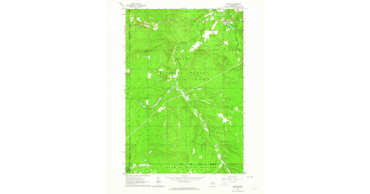 1963 Map of Luzerne, Oscoda County, MI — High-Res | Pastmaps
