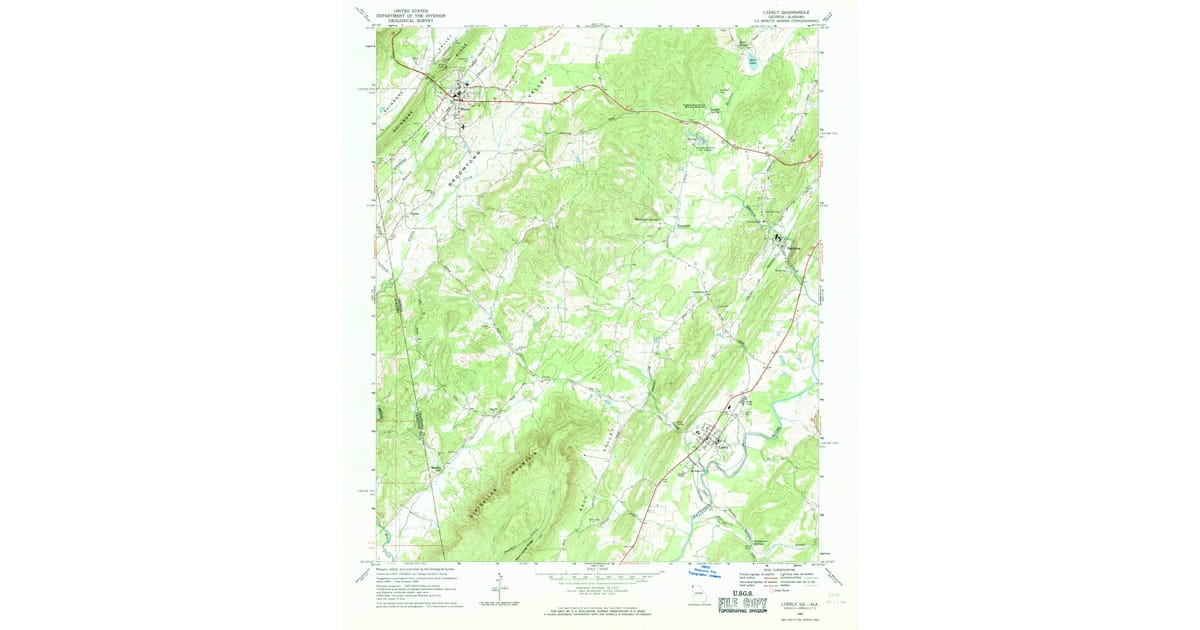 1966 Map of Lyerly, GA — High-Res | Pastmaps