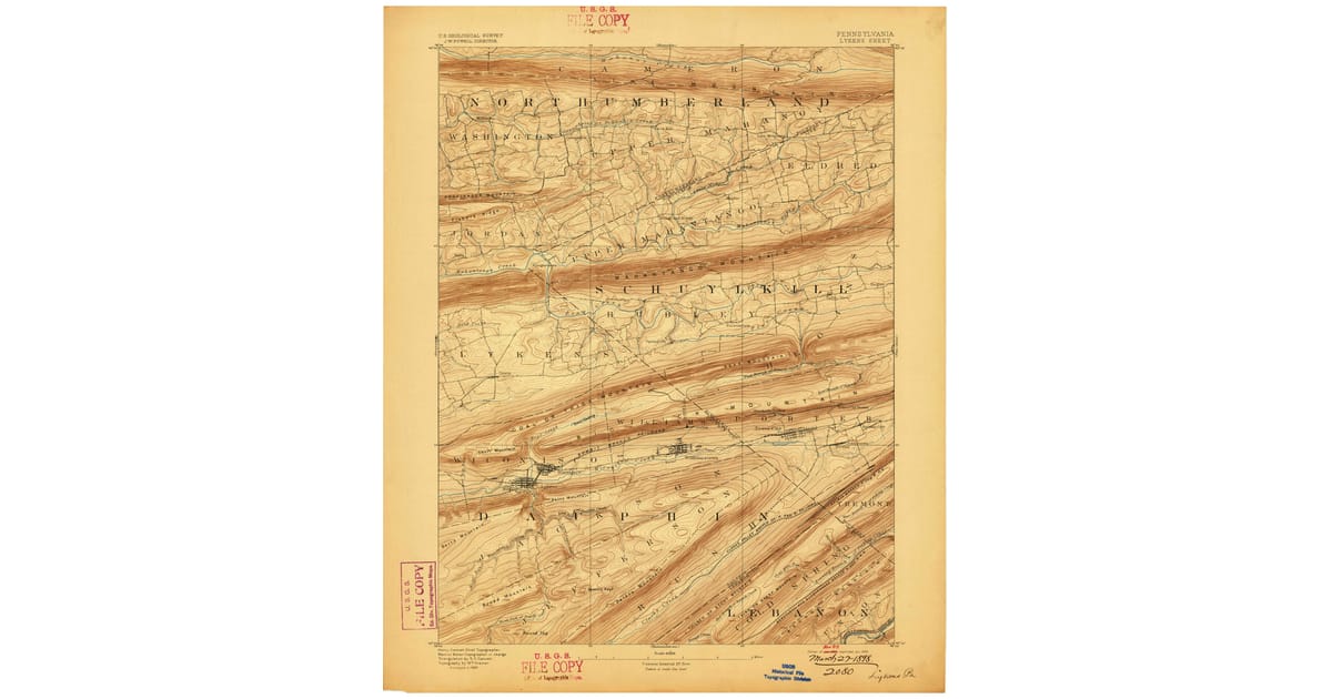 1892 Map of Lykens, PA — High-Res, 1898 Print | Pastmaps