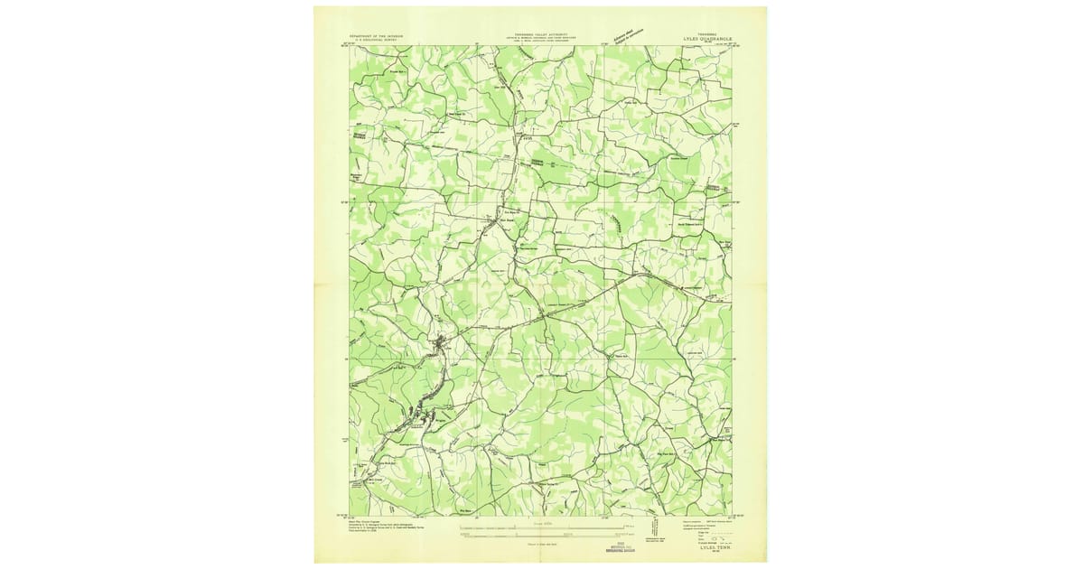 1936 Map of Lyles, TN — High-Res | Pastmaps