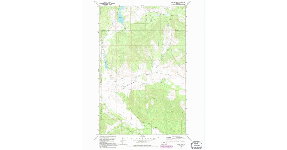 1991 Map of Lynch Lake, Flathead County, MT — High-Res | Pastmaps