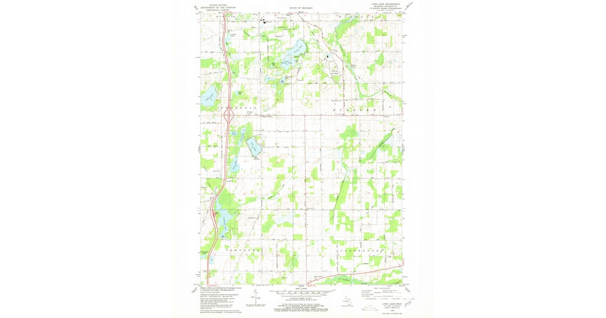 1980 Map of Lyon Lake, Calhoun County, MI — High-Res | Pastmaps