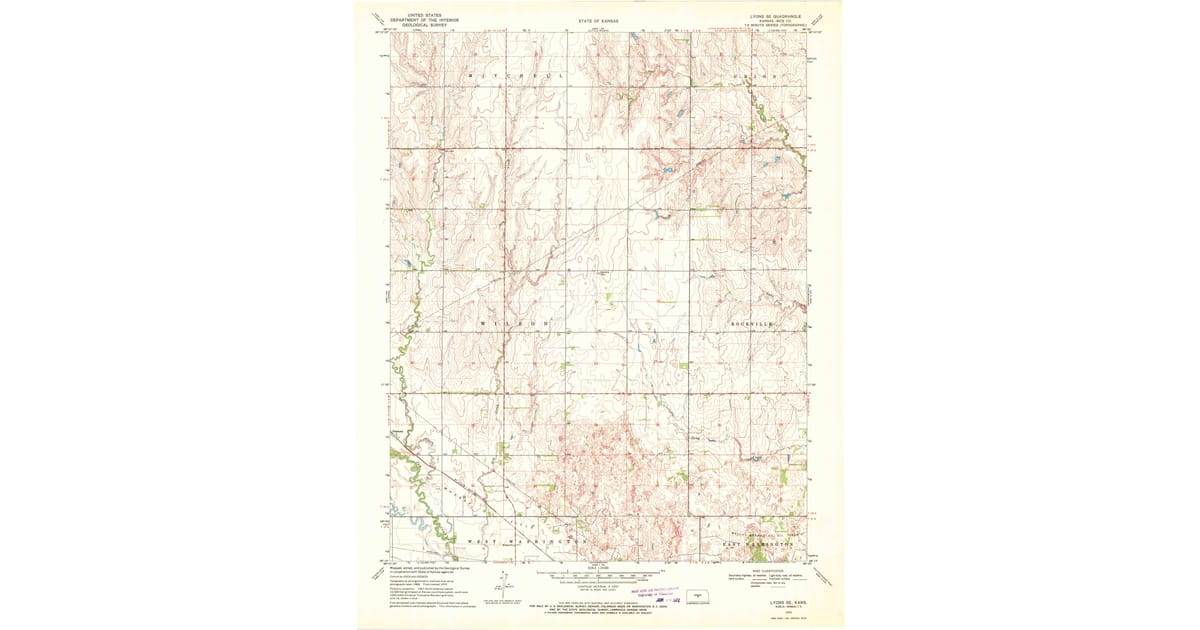 1970 Map of Lyons SE, Rice County, KS — High-Res | Pastmaps