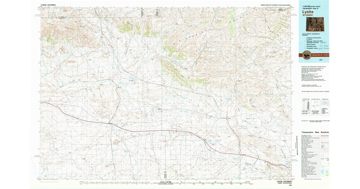 1982 Map of Lysite, Natrona County, WY — High-Res | Pastmaps
