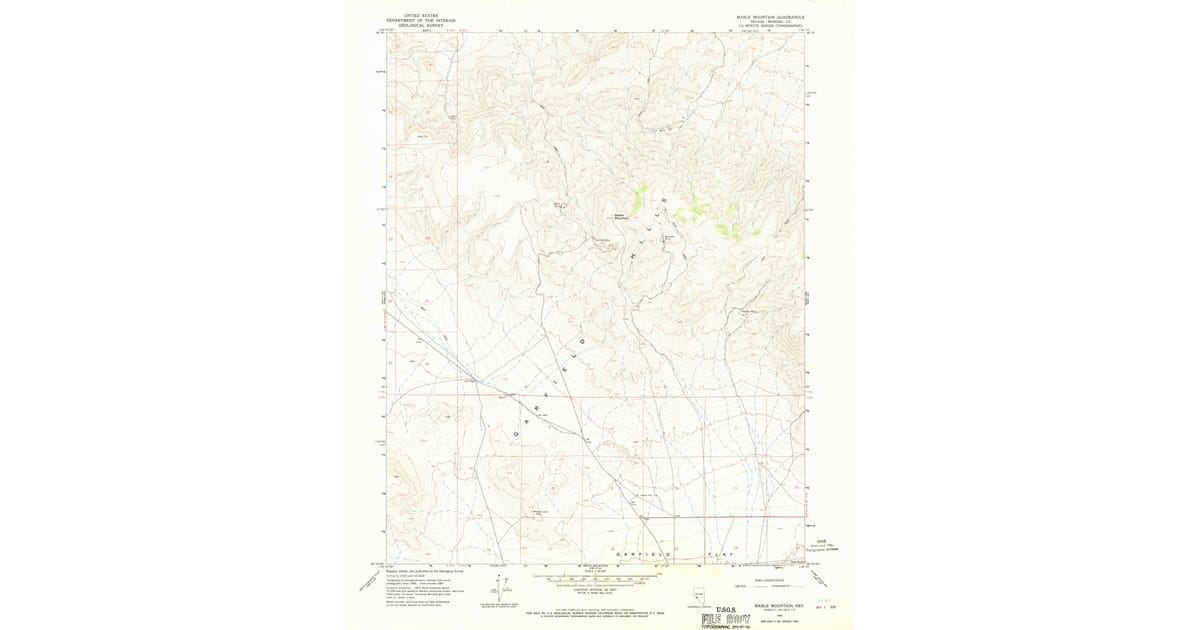 1967 Map of Mable Mountain, Mineral County, NV — High-Res | Pastmaps