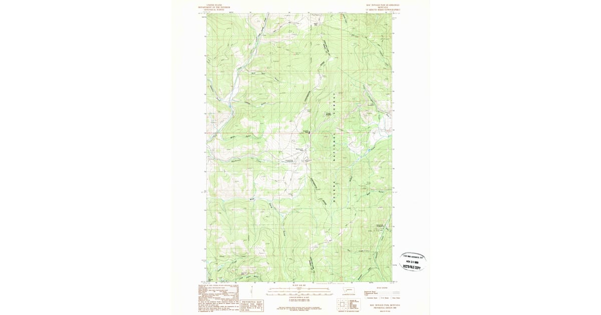 1989 Map of Mac Donald Pass, Powell County, MT — High-Res | Pastmaps